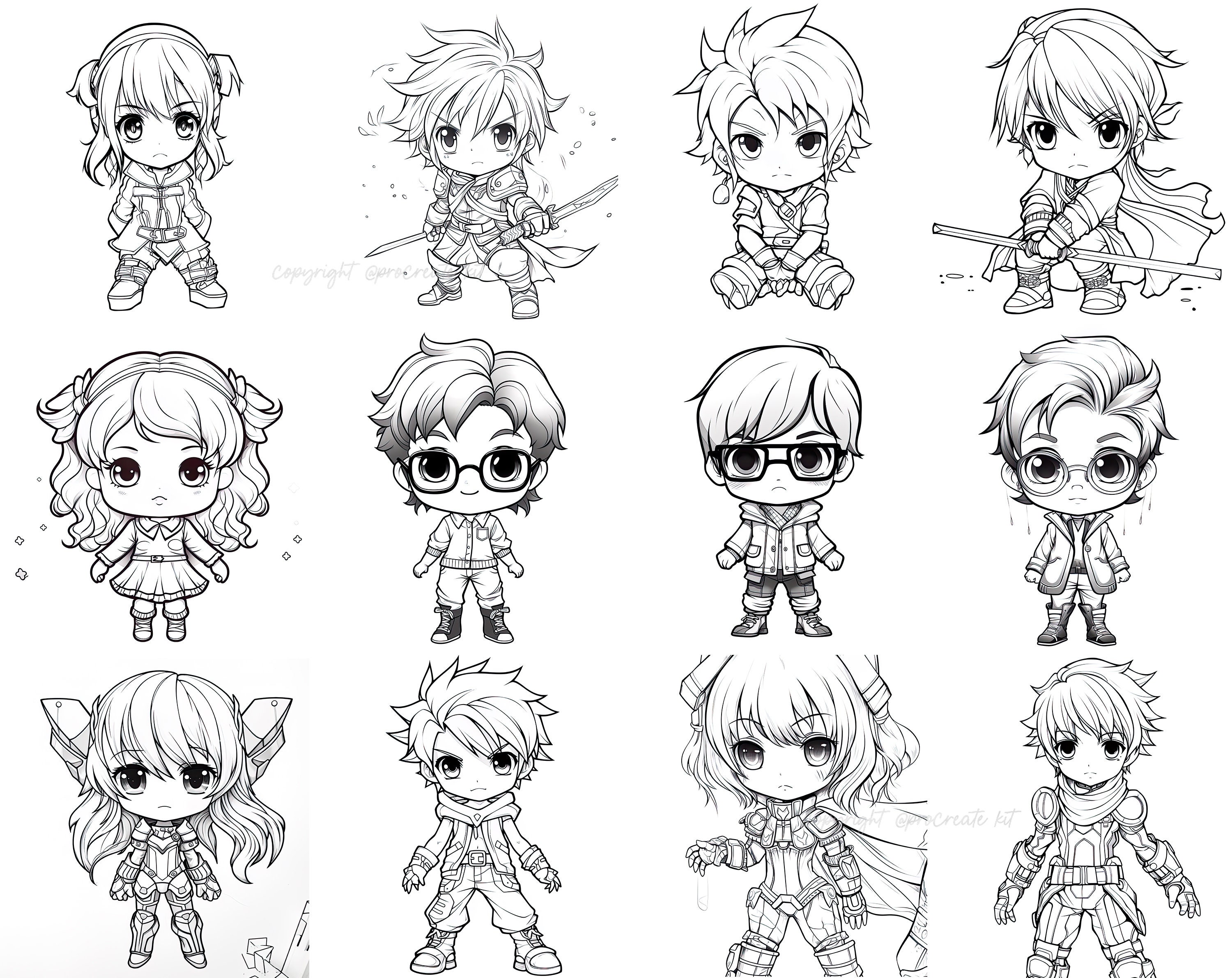 100+ Procreate Chibi Character Guide Stamps, Chibi Character Brushes ...