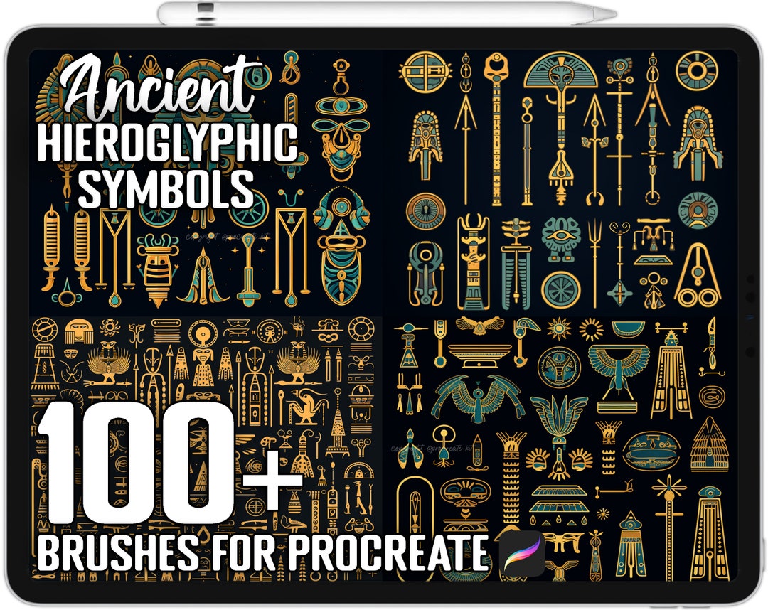 100+ Procreate Ancient Hieroglyphic Stamps, Ancient Egypt Symbols Guide ...