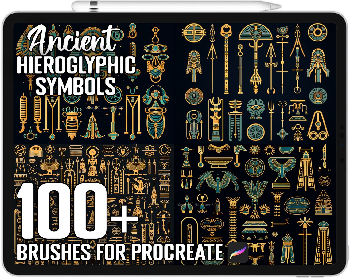 100+ Procreate Ancient Hieroglyphic Stamps, Ancient Egypt Symbols Guide ...