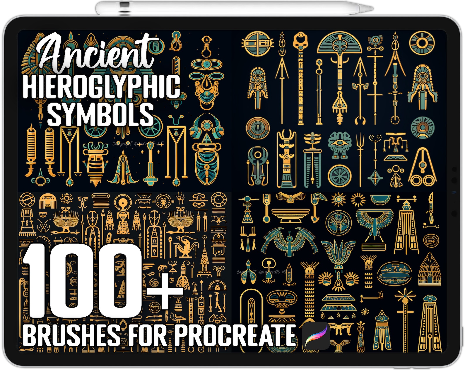 100+ Procreate Ancient Hieroglyphic Stamps, Ancient Egypt Symbols Guide ...
