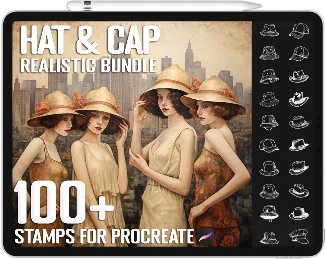 100+ Procreate Hat and Cap Stamps, Hat and Cap Brushes for Procreate ...