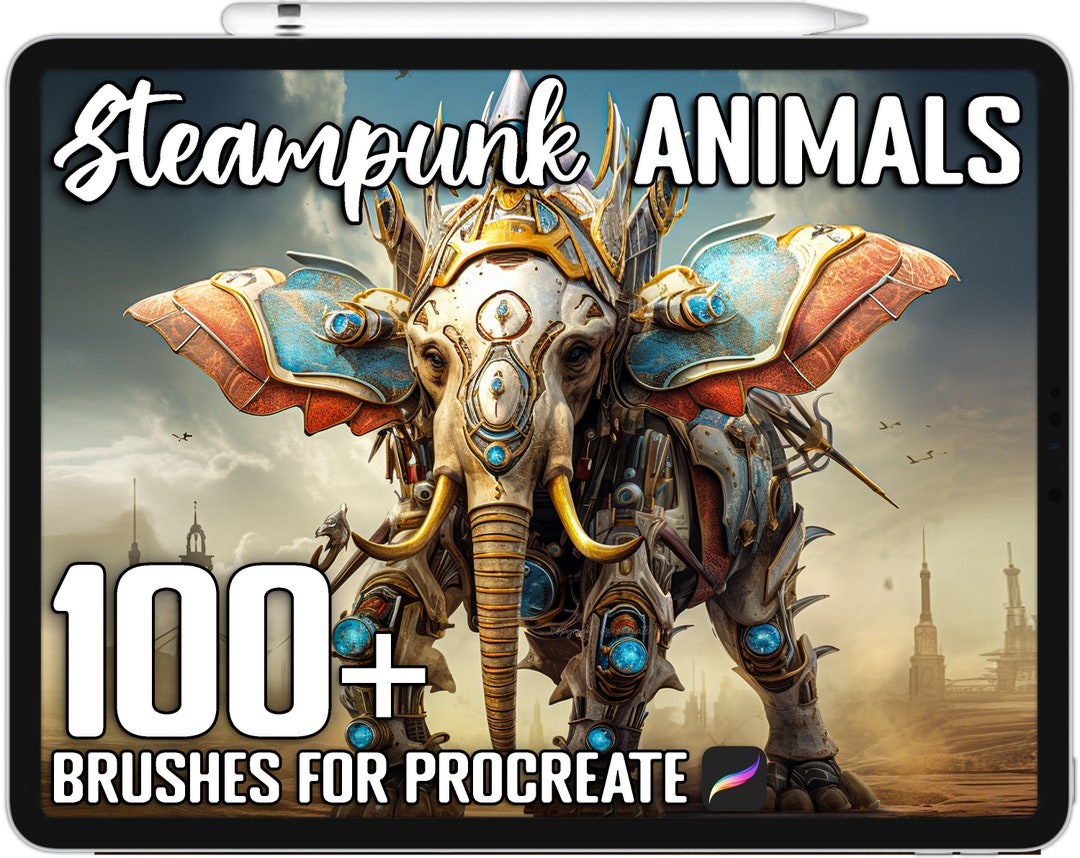 100+ Procreate Steampunk Animals Stamps, Steampunk Animal Guide Bundle for Procreate, Instant ...