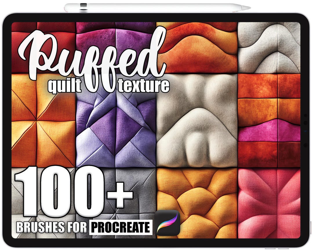 100+ Procreate Puffed Quilt Brushes, Realistic Texture Brushes for ...