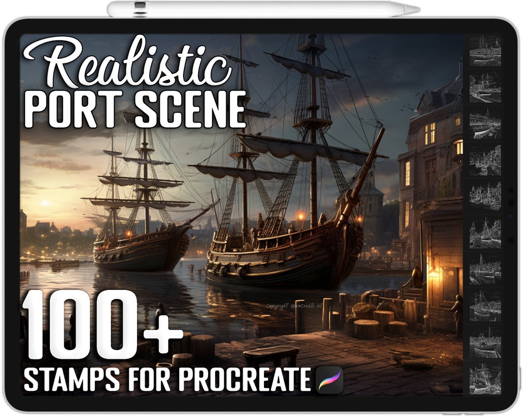 100+ Procreate Port Scene Stamps, Unique Port Scene Guide Brushset ...