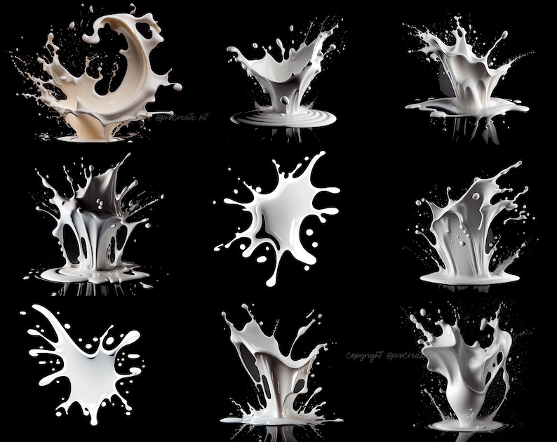 100+ Procreate Realistic Milk Splash Stamps, Milk Splash Brushes for ...