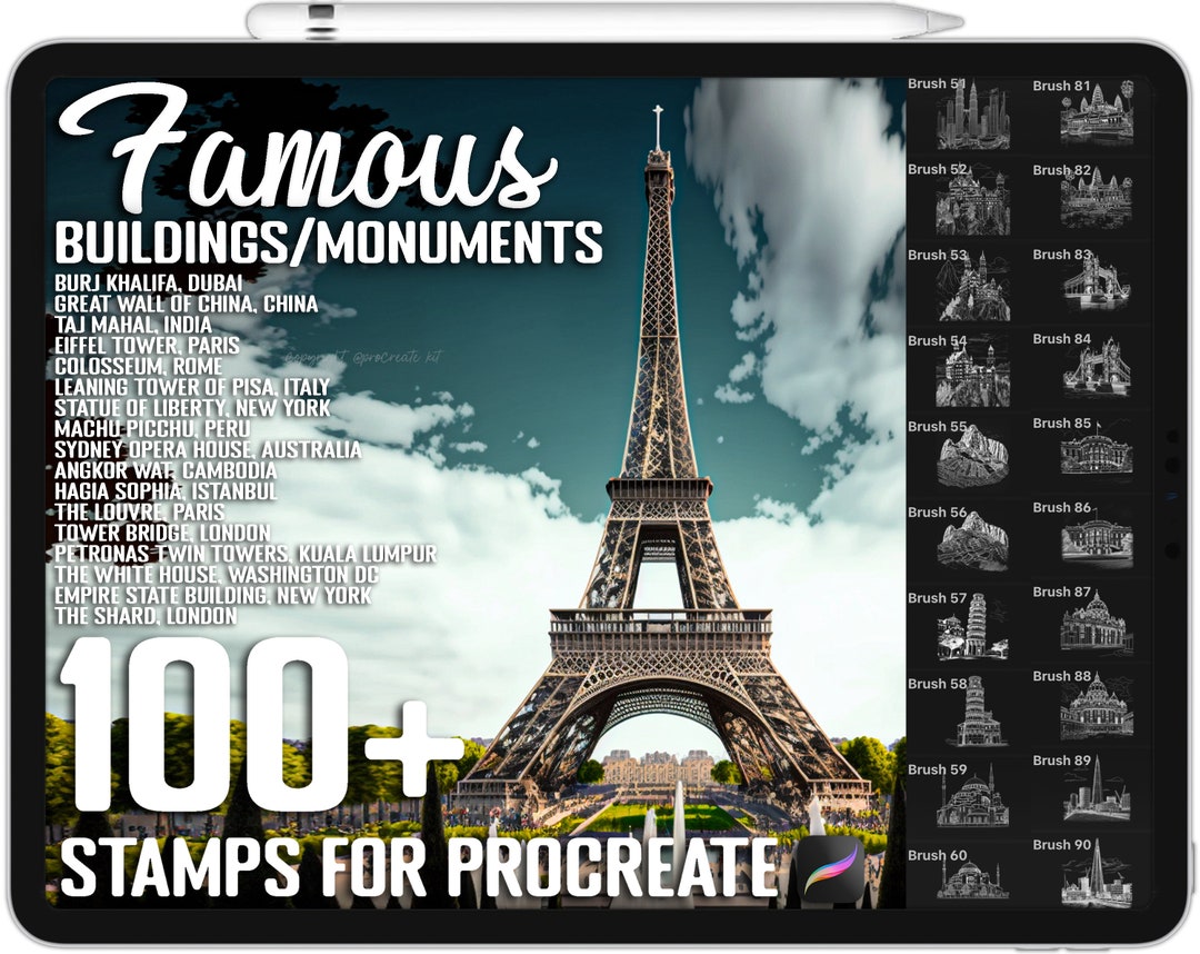 100+ Procreate Famous Building Stamps, Building Brushes for Procreate ...