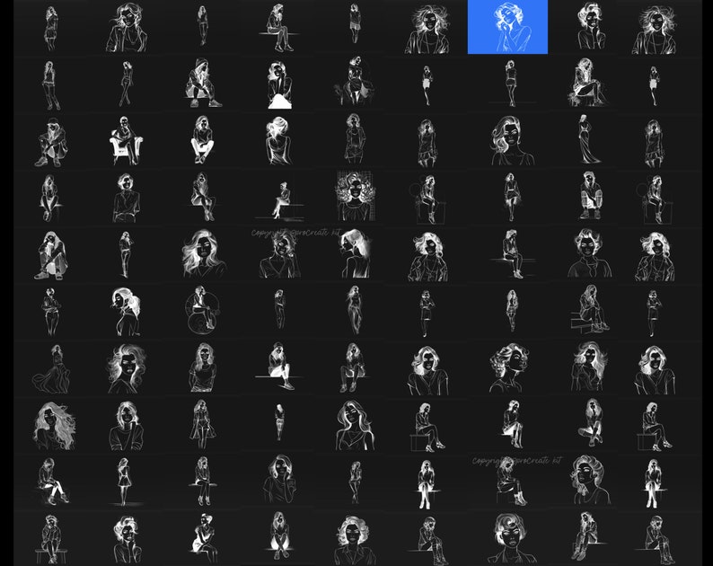 100 Procreate Women Body Poses Stamps Body Poses Brushes for - Etsy