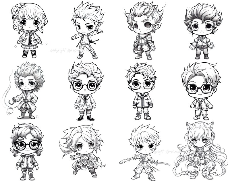 100 Procreate Chibi Character Guide Stamps Chibi Character - Etsy