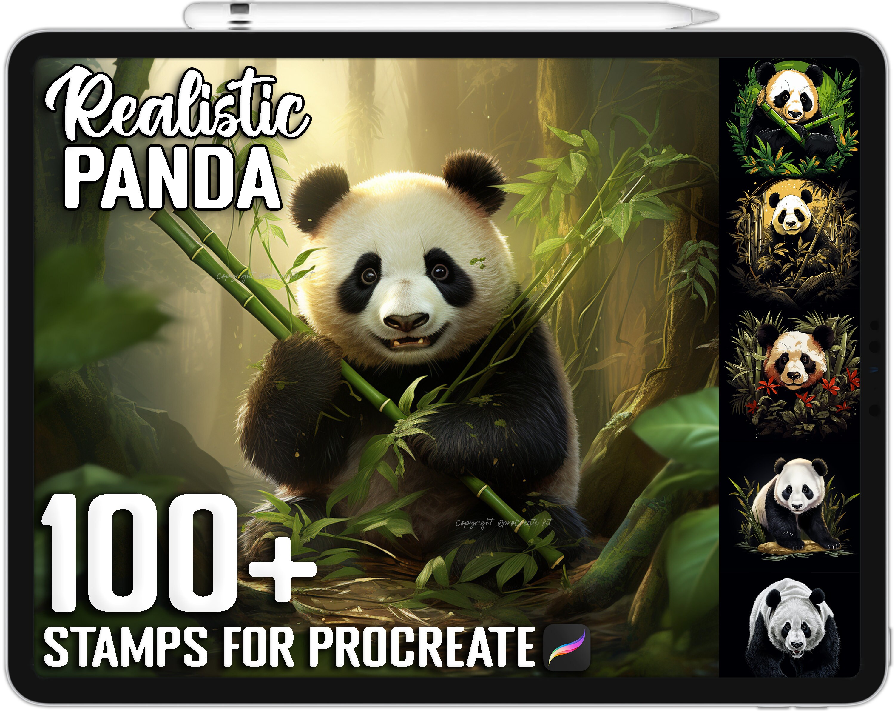 100+ Procreate Panda Stamps, Panda With Bamboo and Foresst Brushes for ...