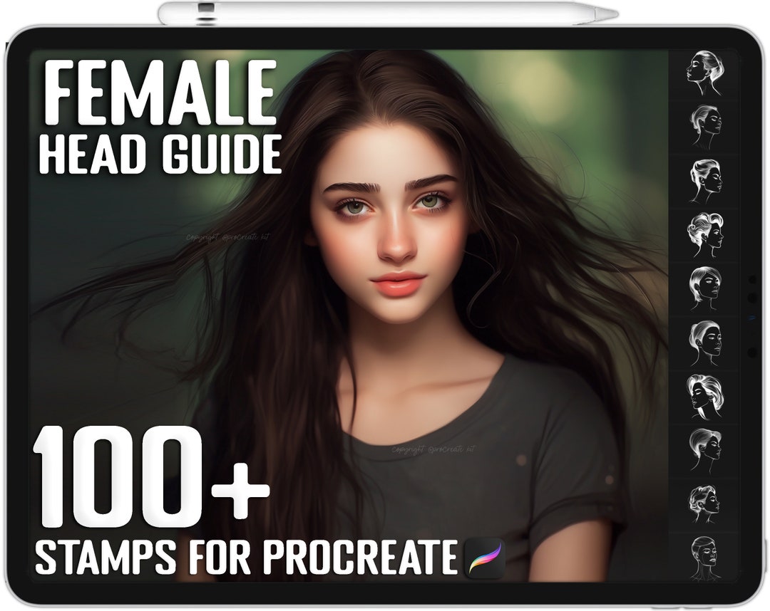 100+ Procreate Female Head Guide Stamps, Female Head Guide Brushes for ...
