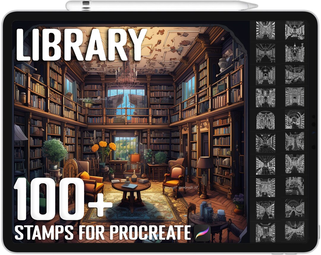 100+ Procreate Library Stamps, Library Brushes for Procreate, Instant ...