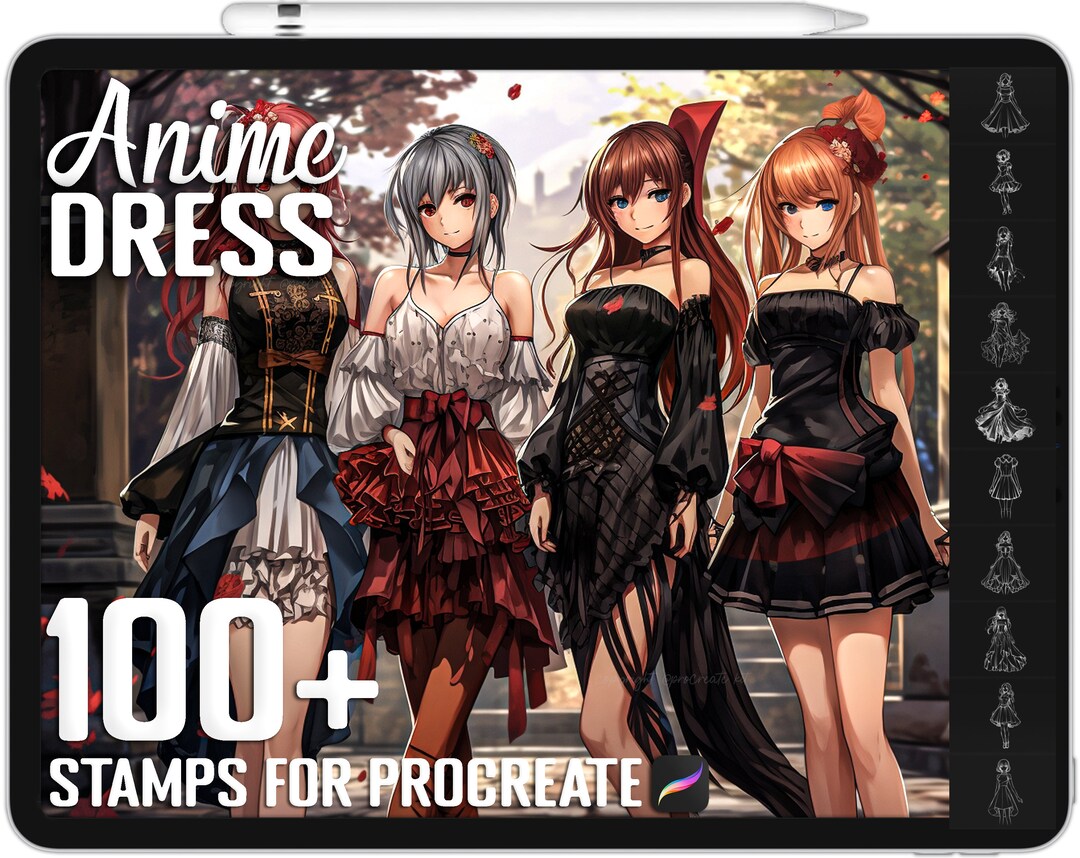 100+ Procreate Anime Dress Stamps, Anime Dress Brushes for Procreate ...