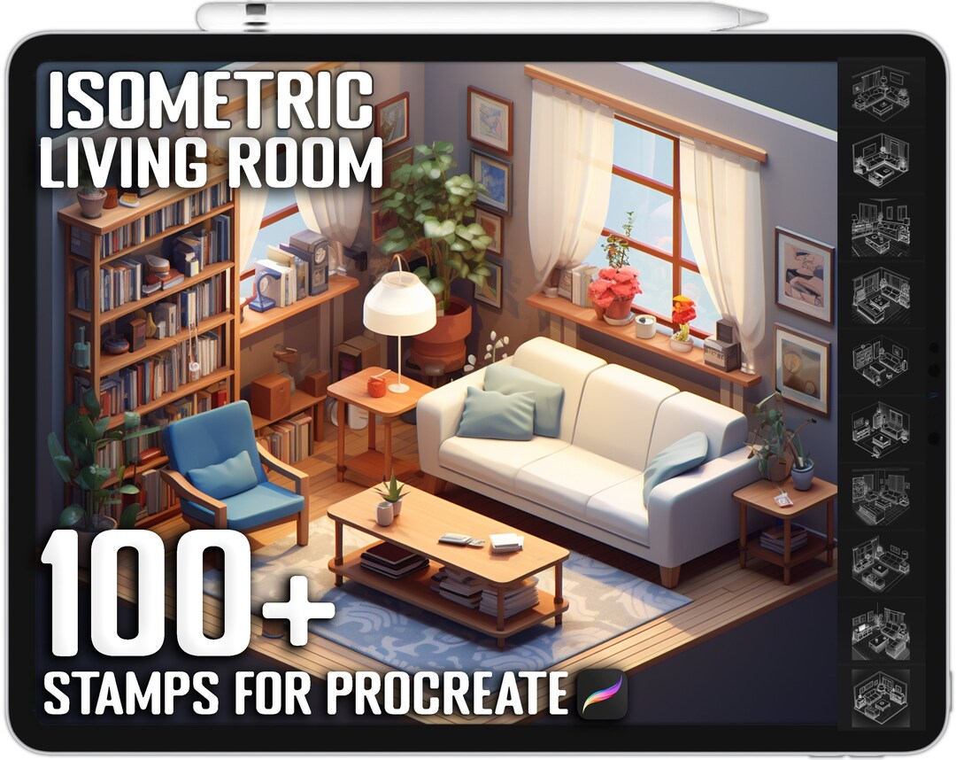 100+ Procreate Isometric Living Room Stamps, Isometric Living Room ...