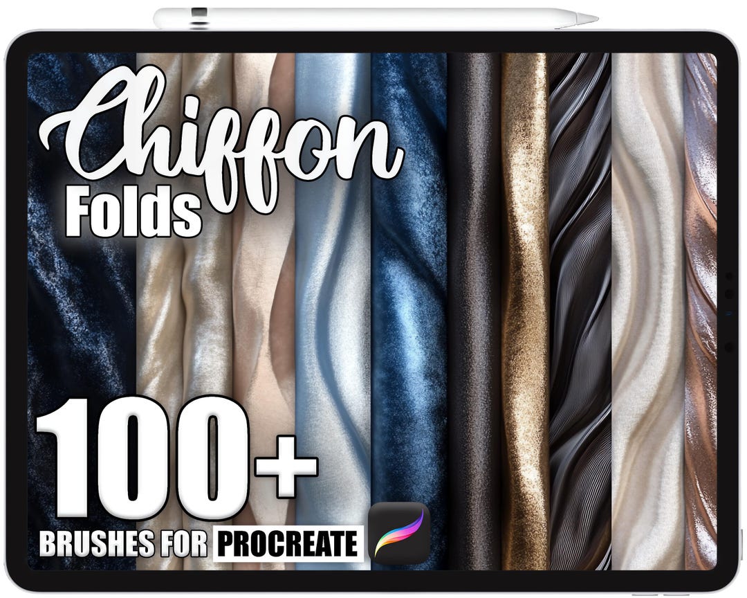 100+ Procreate Chiffon Folds Brushes, Realistic Texture Brushes for ...