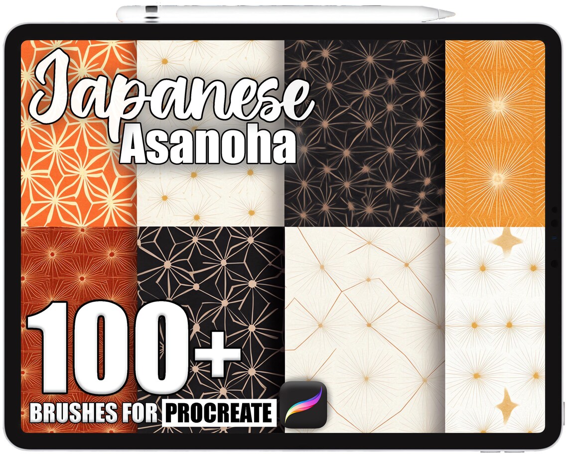 100+ Procreate Japanese Asanoha Brushes, Realistic Texture Brushes for ...
