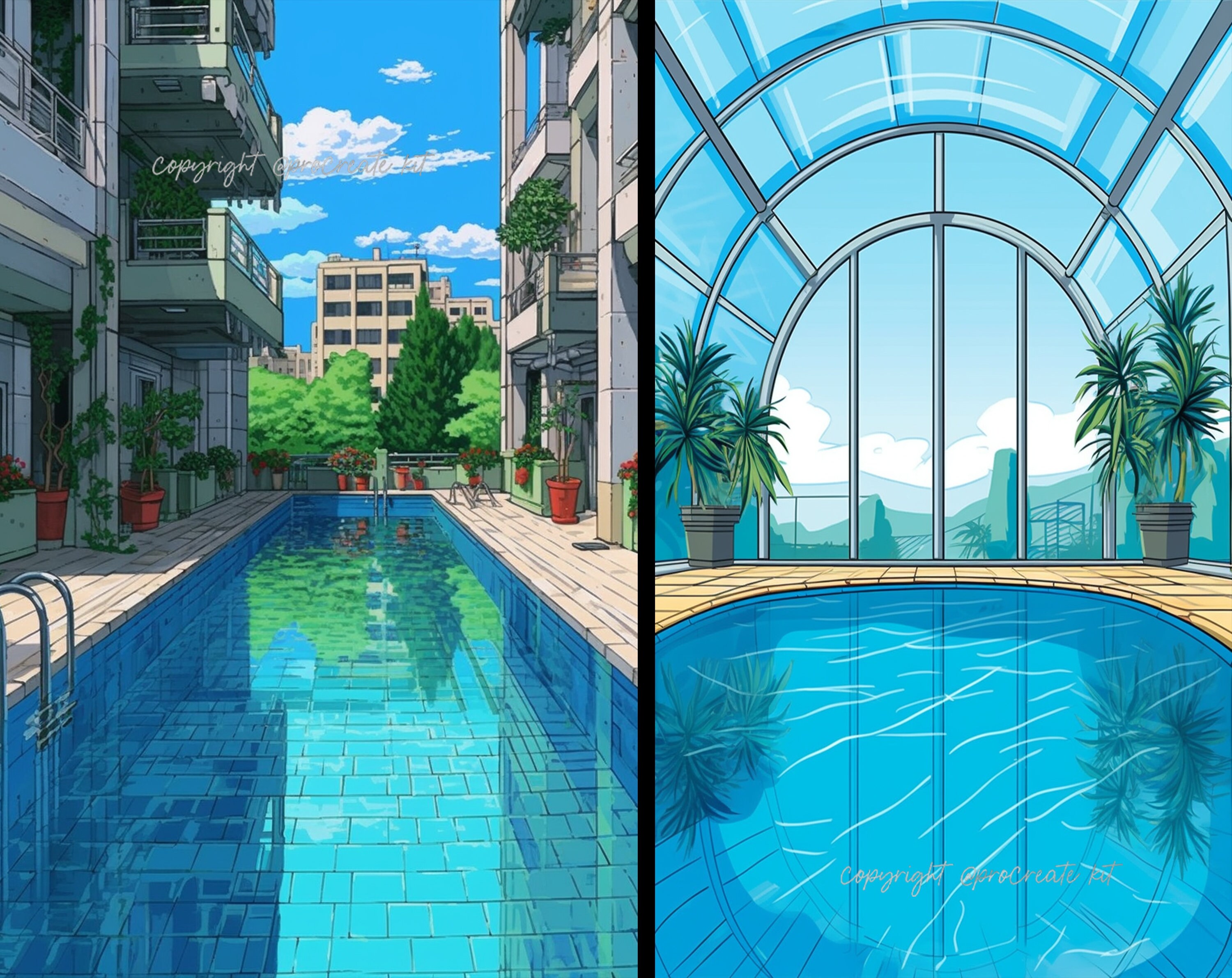 100+ Procreate Swimming Pool Stamps, Swimming Pool Brushes for ...