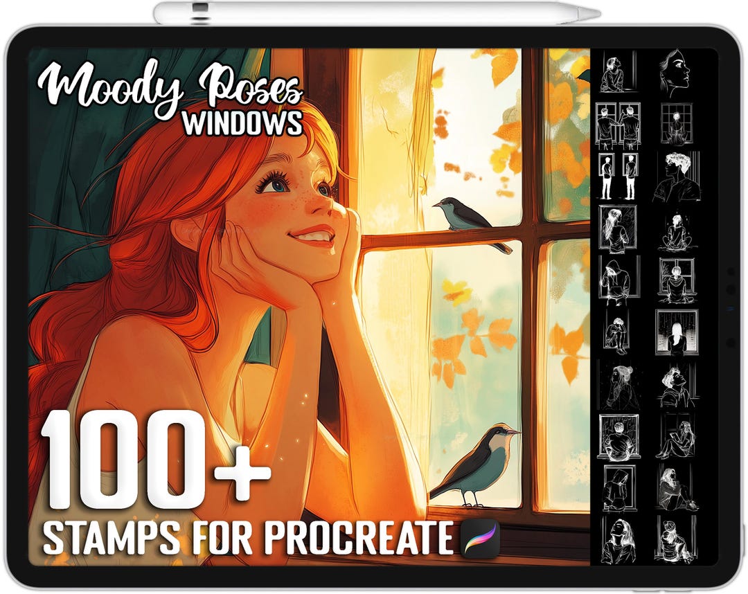 100+ Procreate Moody Window Stamps, Emotional Silhouette Brushes for ...