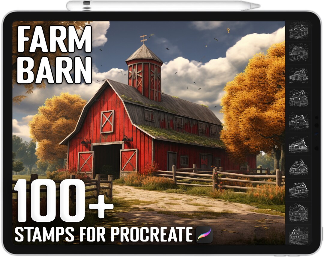 100+ Procreate Farm Barn Stamps, Farm Barn Guide Brushset Bundle for ...