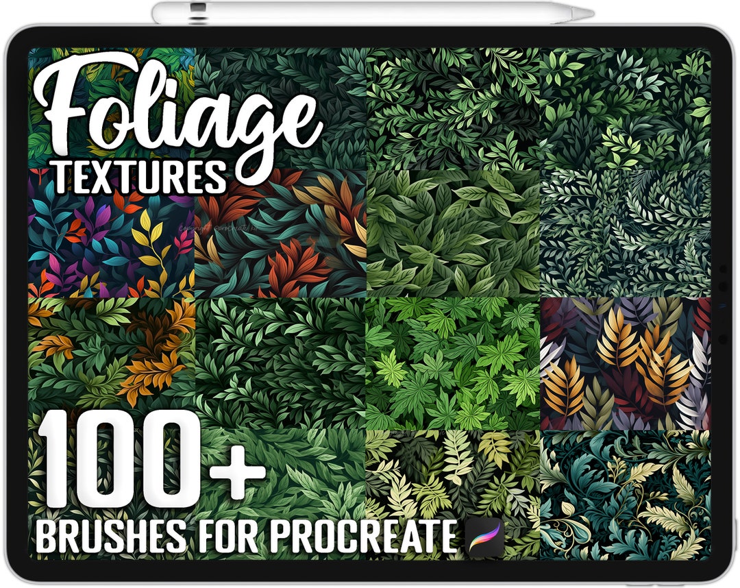 100+ Procreate Foliage Pattern Texture Brushes, Realistic Brushes for Procreate, Instant Digital ...