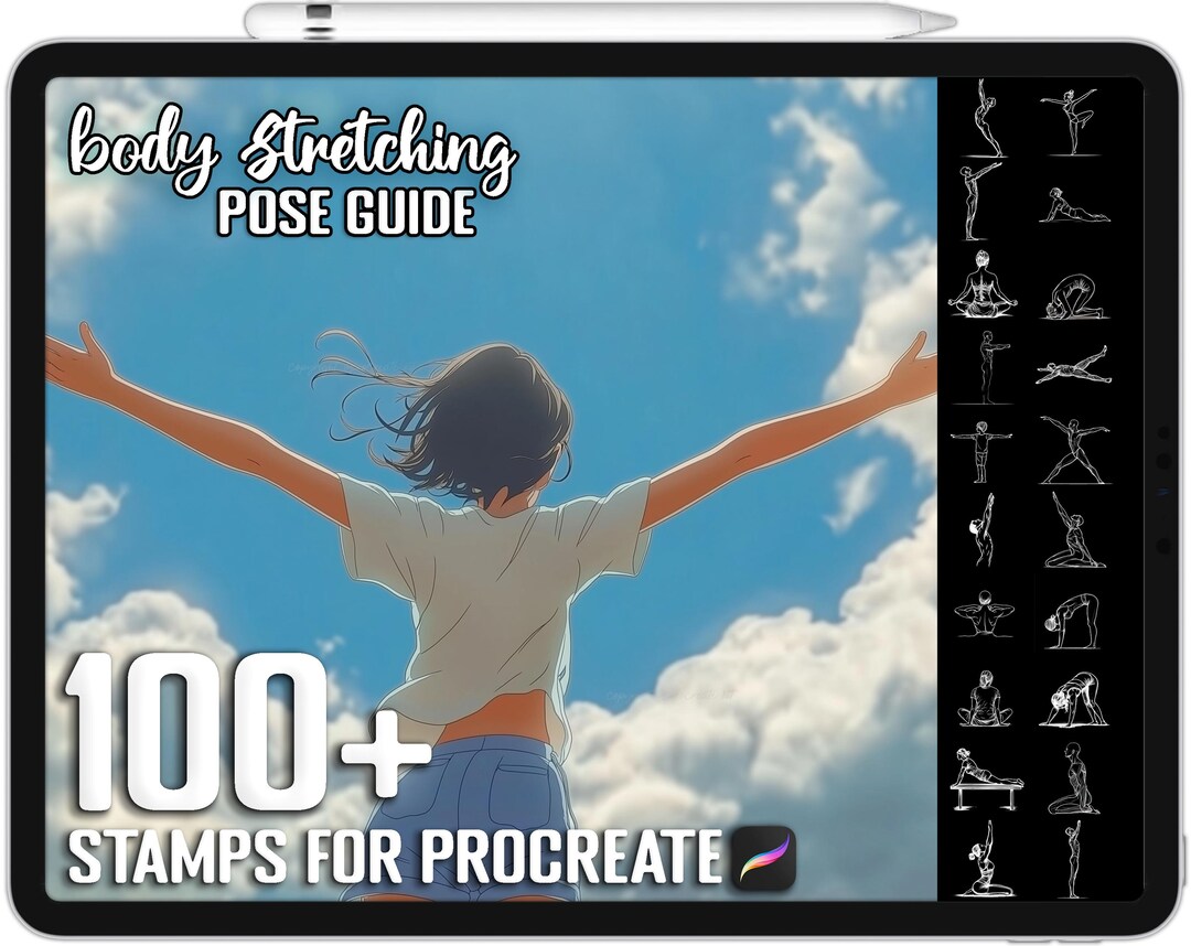 100+ Procreate Body Stretching Pose Stamps, Flexible Movement Brushes ...