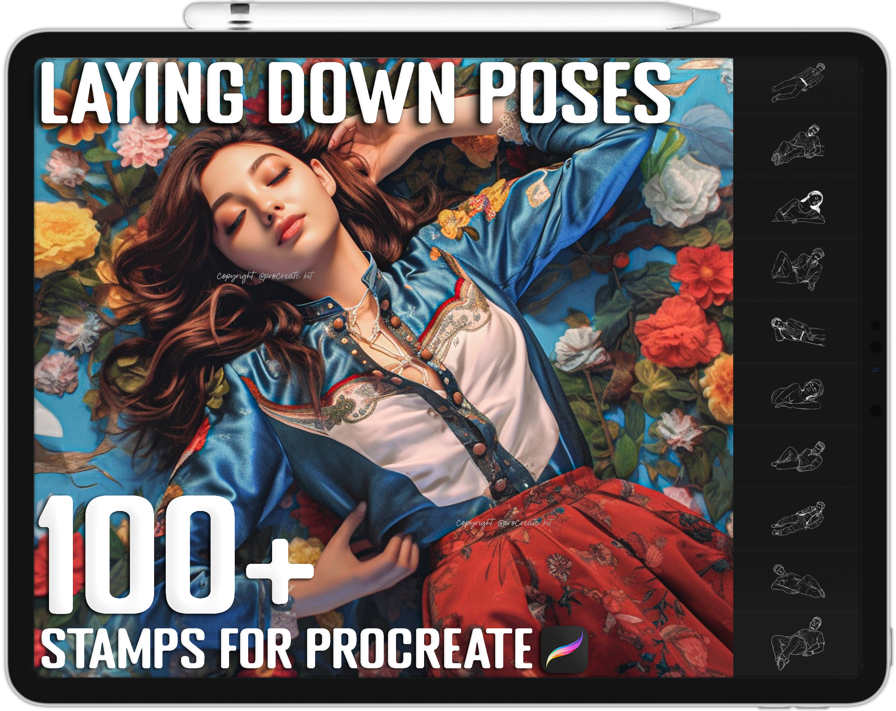 100 Procreate Laying Down Poses Stamps Laying Down Poses - Etsy