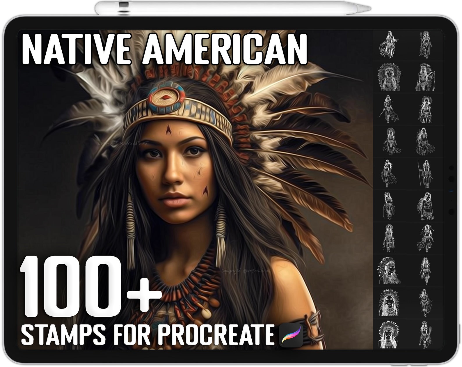 100+ Procreate Native Indian American Stamps, Native Indian American ...
