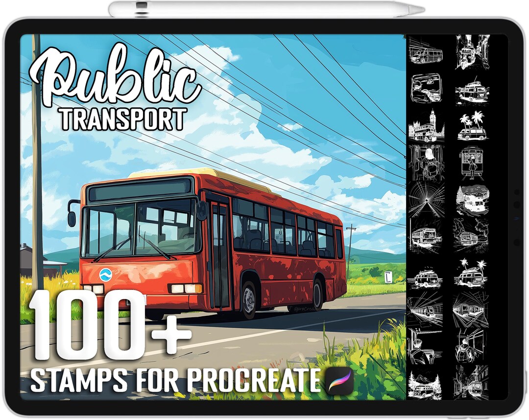 100+ Procreate Bus, Van & Public Transport Stamps, Realistic Brushes ...