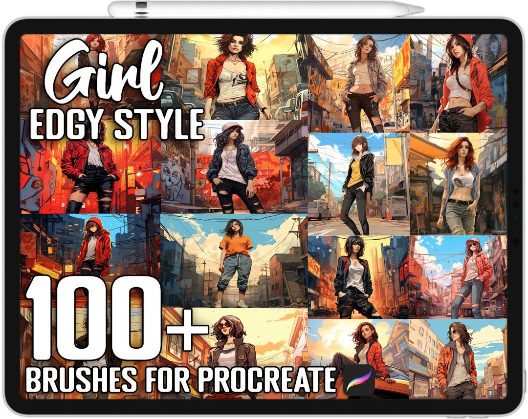 100+ Procreate Girl Edgy Style Stamps, Girl Edgy Style Guide Bundle for ...