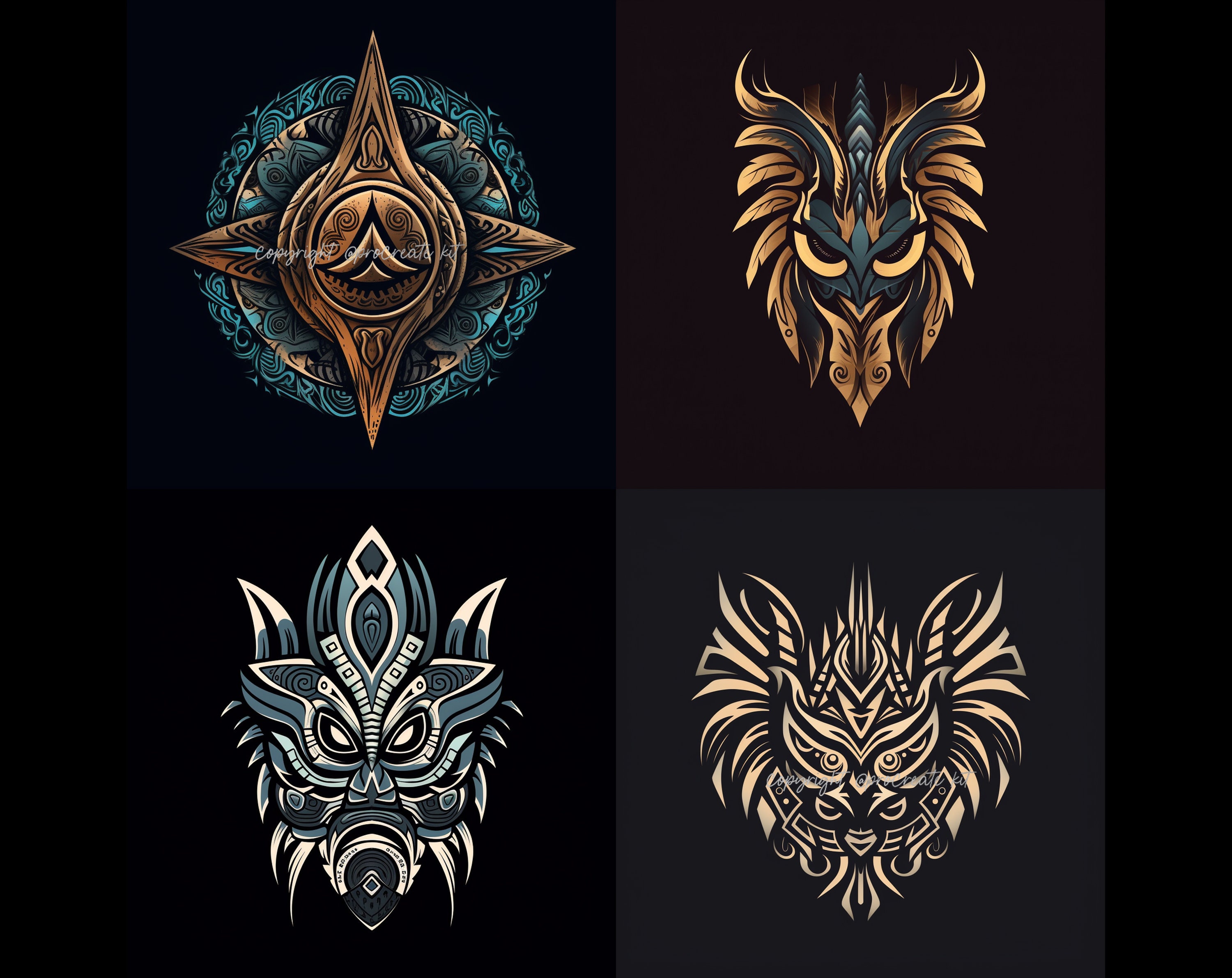 100 Procreate Tribal Symbol Stamps Tribal Symbol Brushes for - Etsy