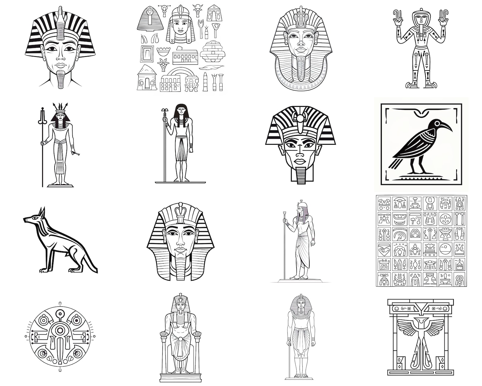 100+ Procreate Ancient Hieroglyphic Stamps, Ancient Egypt Symbols Guide ...