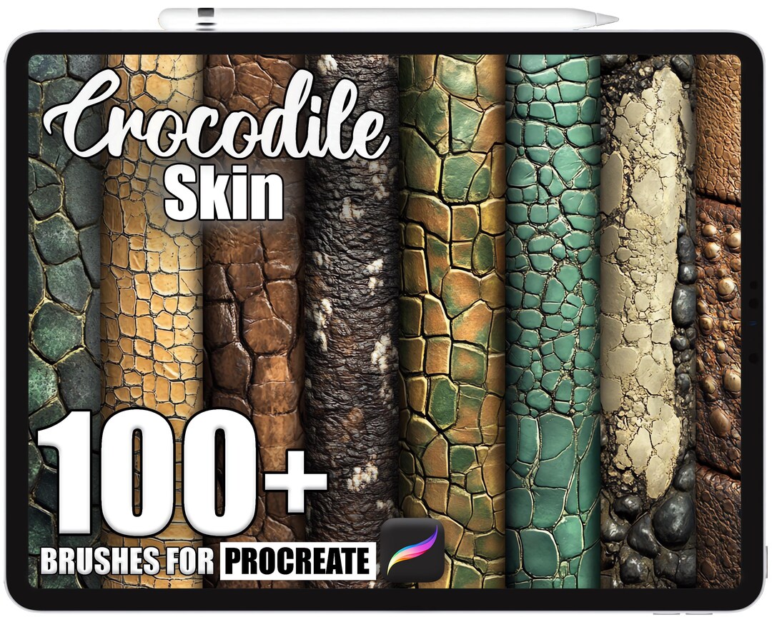 100+ Procreate Crocodile Skin Brushes, Realistic Texture Brushes for ...