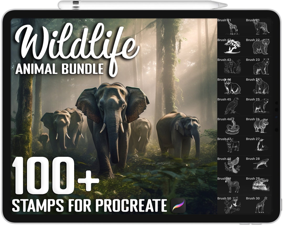 100+ Procreate Wildlife Animal Stamps, Wildlife Brushes for Procreate ...