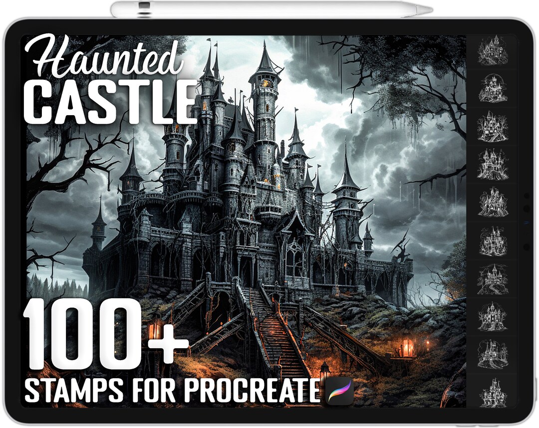 100+ Procreate Haunted Castle Stamps, Castle Brushes for Procreate ...