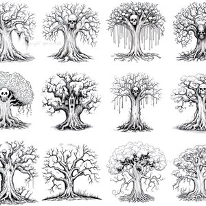 100+ Procreate Haunted Tree Stamps, Horror Tree Brushes for Procreate ...