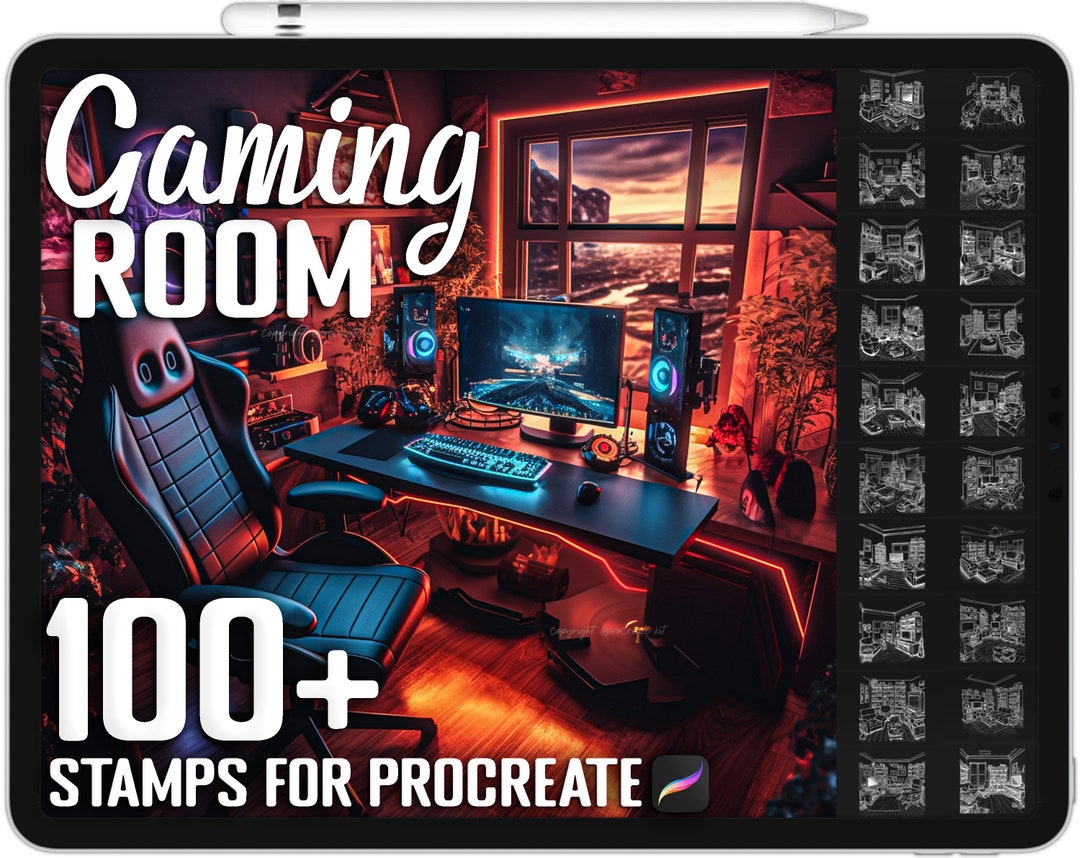 100+ Procreate Gaming Room Stamps, Gaming Room Brushes for Procreate, Instant Digital Download ...