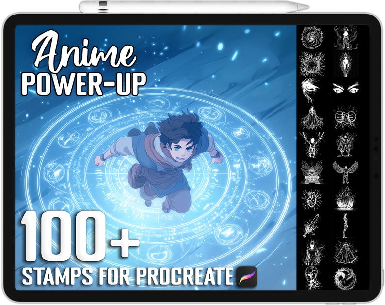 100+ Procreate Anime Power-up Stamps, Realistic Brushes for Procreate ...