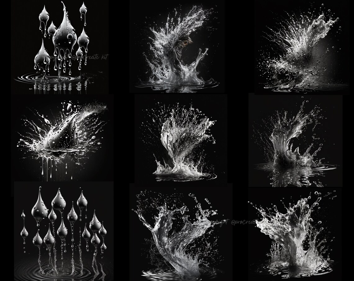 100+ Procreate Realistic Water Splash Stamps, Water Splash Brushes for ...