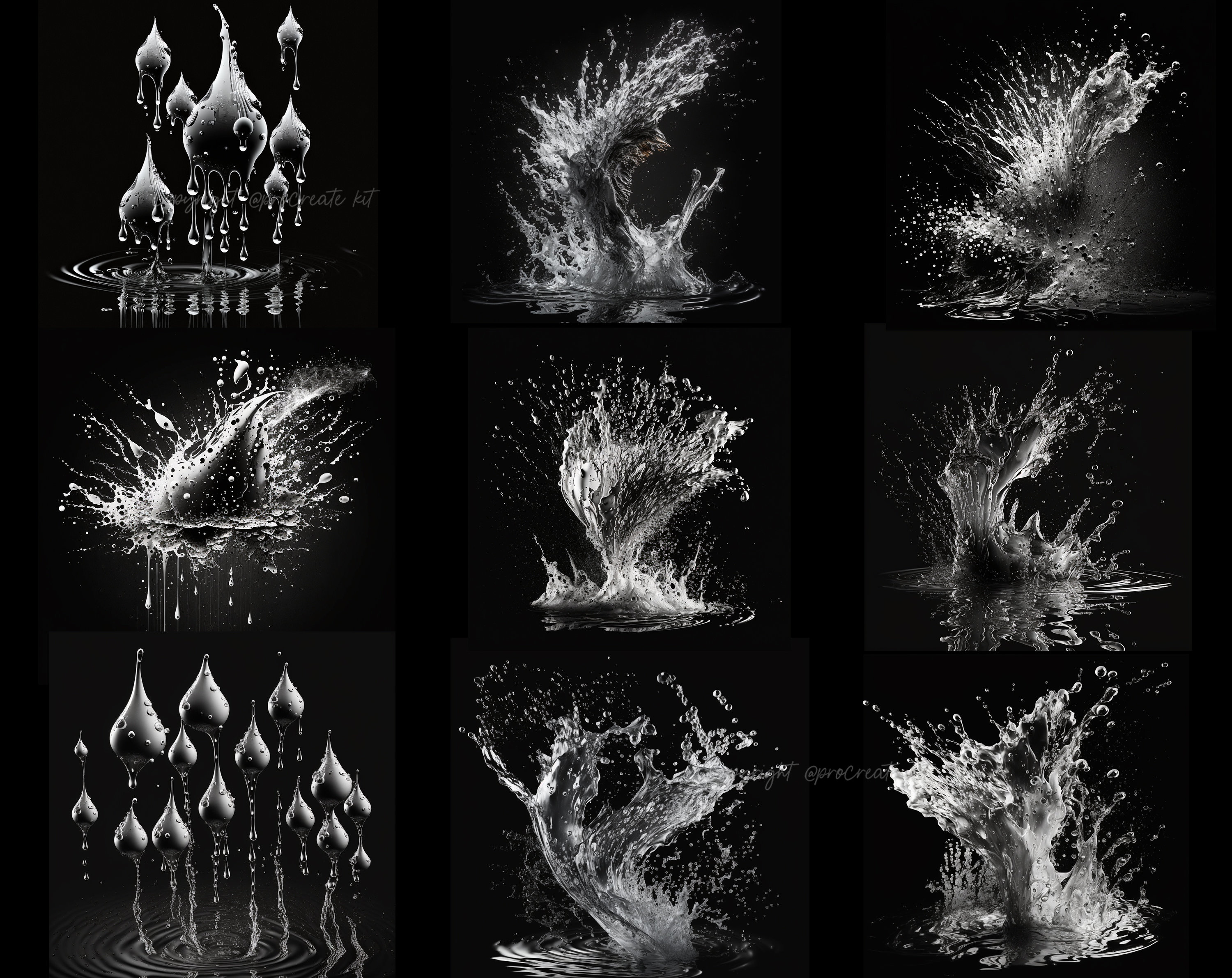 100+ Procreate Realistic Water Splash Stamps, Water Splash Brushes for ...