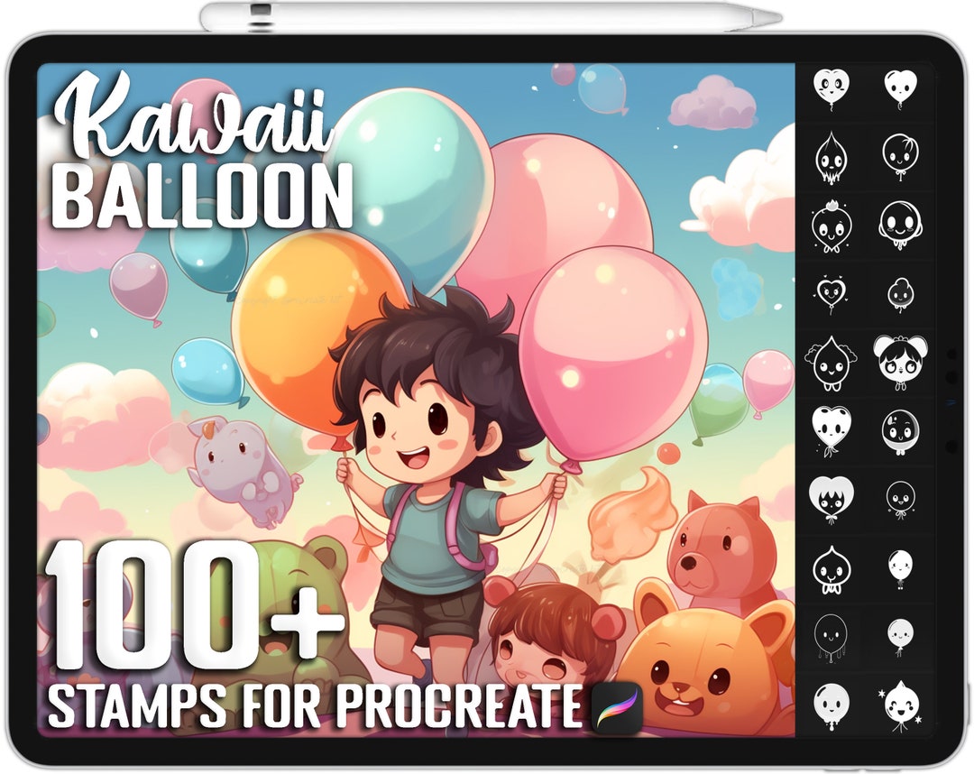 100+ Procreate Kawaii Balloon Stamps, Unique Realistic Kawaii Balloon ...