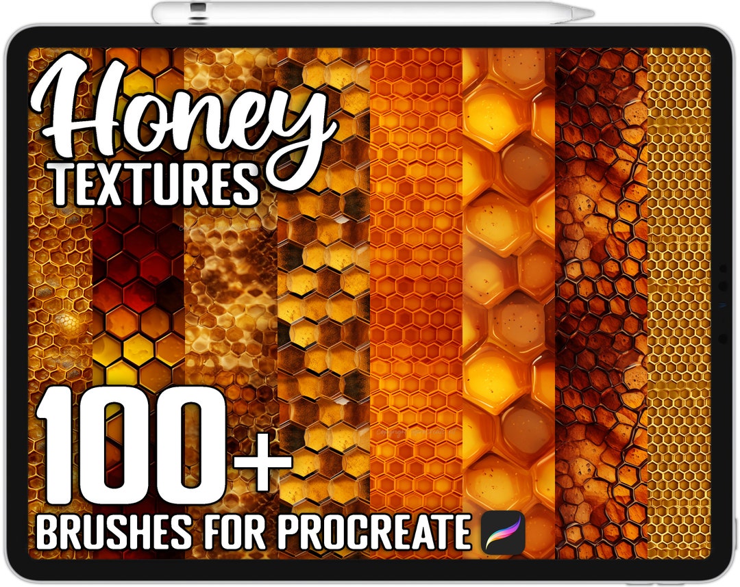 100+ Procreate Honey Comb Texture Brushes, Realistic Brushes for Procreate, Instant Digital ...