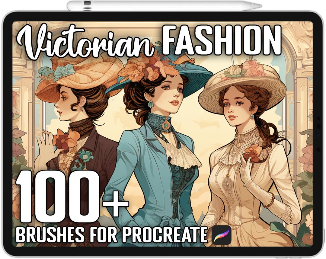 100+ Procreate Victorian Fashion Stamps, Victorian Fashion Guide Bundle ...