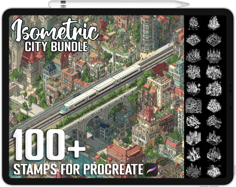 100+ Procreate Isometric City Stamps, Realistic Brushes for Procreate ...