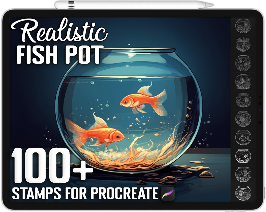 100+ Procreate Fish Pot Stamps, Fish Pot Brushes for Procreate, Instant ...