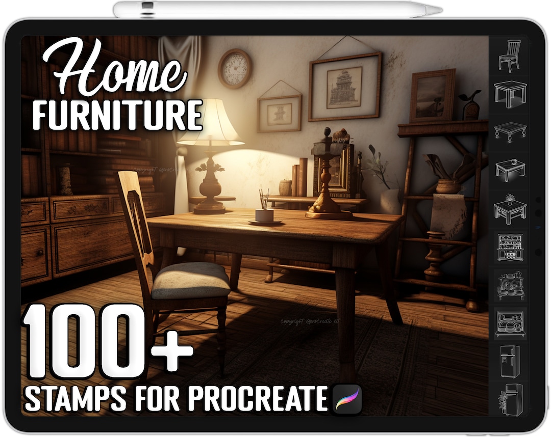 100+ Procreate Home Furniture Stamps, Realistic Home Furniture Brushes ...