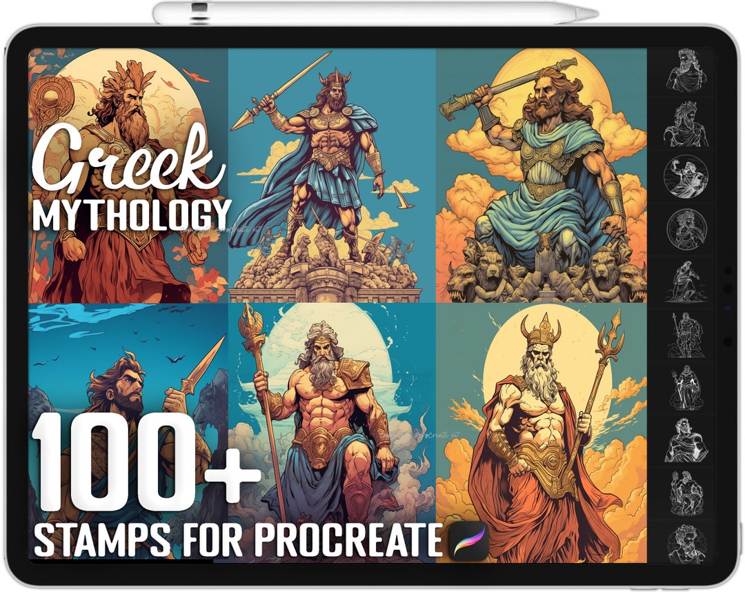 100+ Procreate Greek Mythology Stamps, Greek God Brushes for Procreate ...
