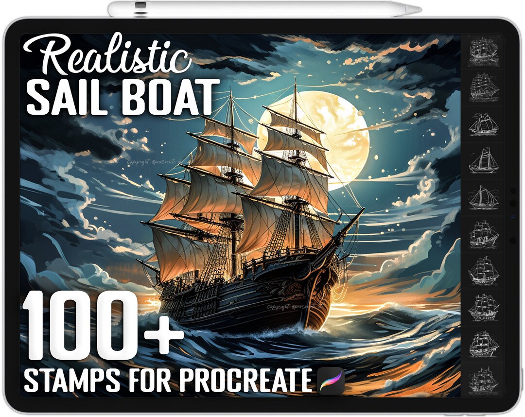 100+ Procreate Sail Boat Stamps, Sail Boat Brushes for Procreate ...