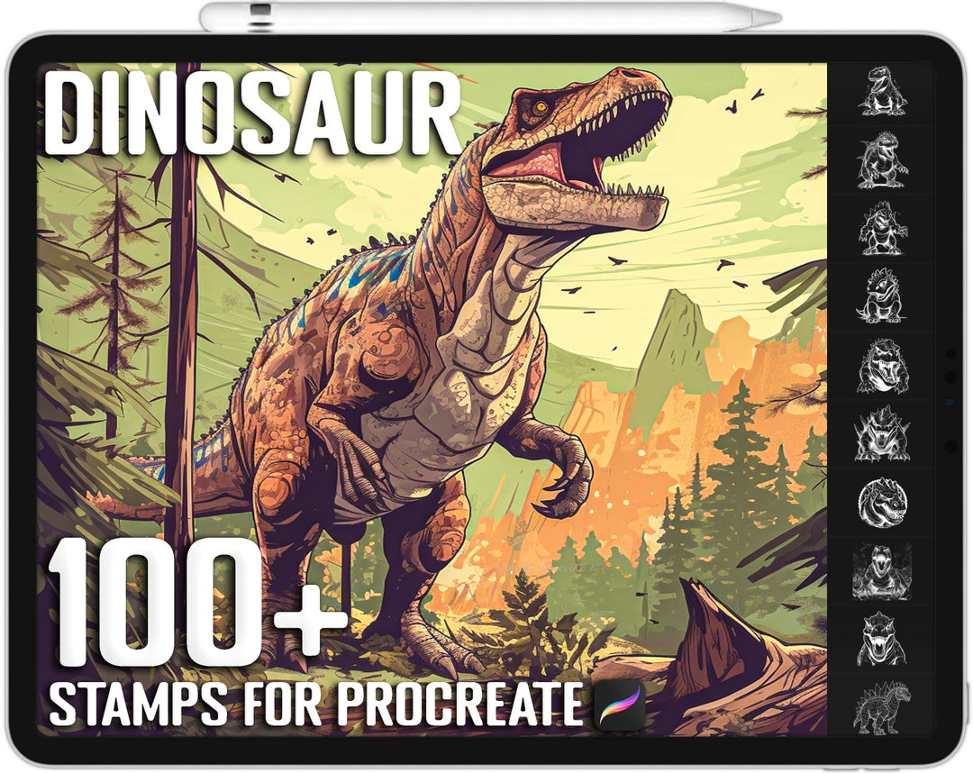 100+ Procreate Dinosaur Stamps, Dinosaur Brushes for Procreate, Instant ...