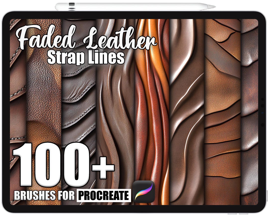 100+ Procreate Faded Leather Strap Lines Brushes, Realistic Texture ...