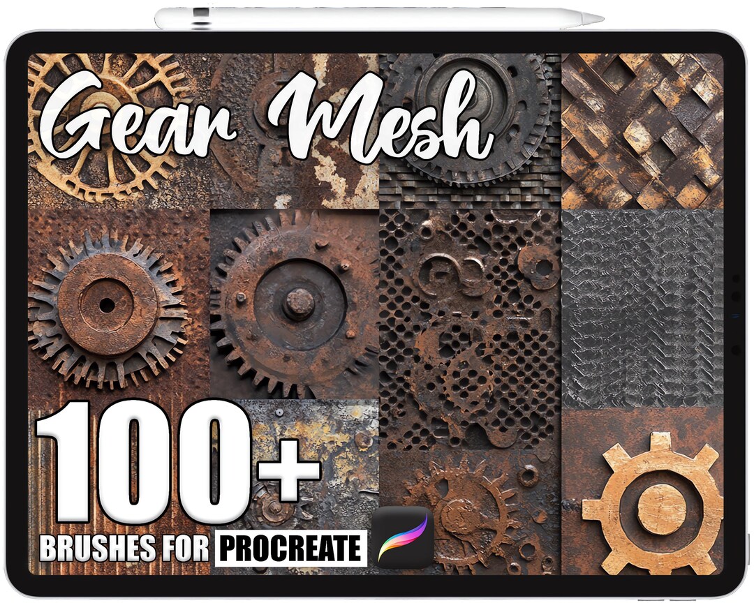 100+ Procreate Gear Mesh Brushes, Realistic Texture Brushes for ...