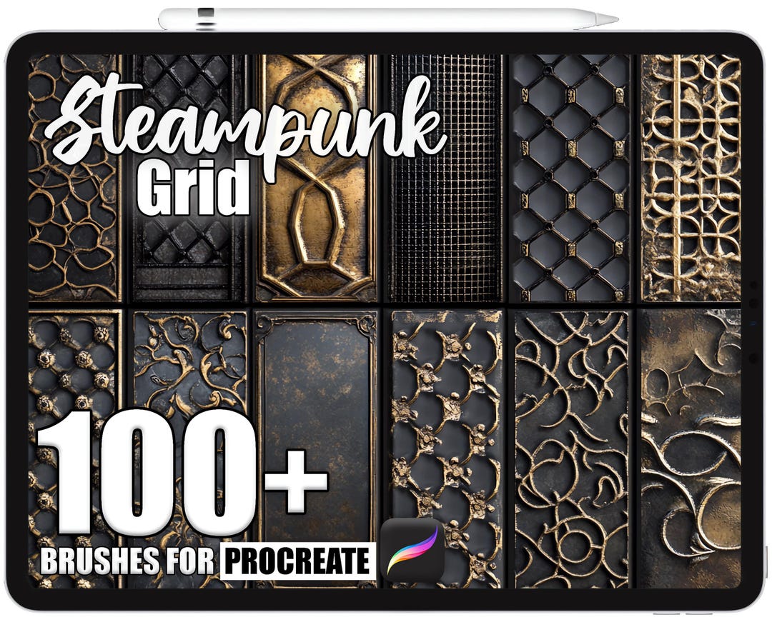 100+ Procreate Steampunk Grid Brushes, Realistic Texture Brushes for ...